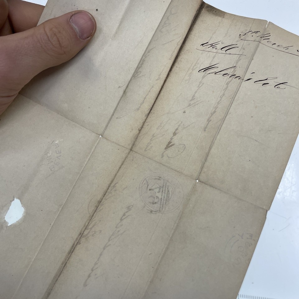 ORIGINAL VINTAGE Hand Written Stamp Mail Letter Paper Junk Scrap Prop ...