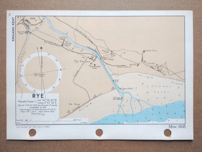 Rye & Rye Harbour - 1943 Vintage Admiralty Royal Navy Map (Seller Ref ...
