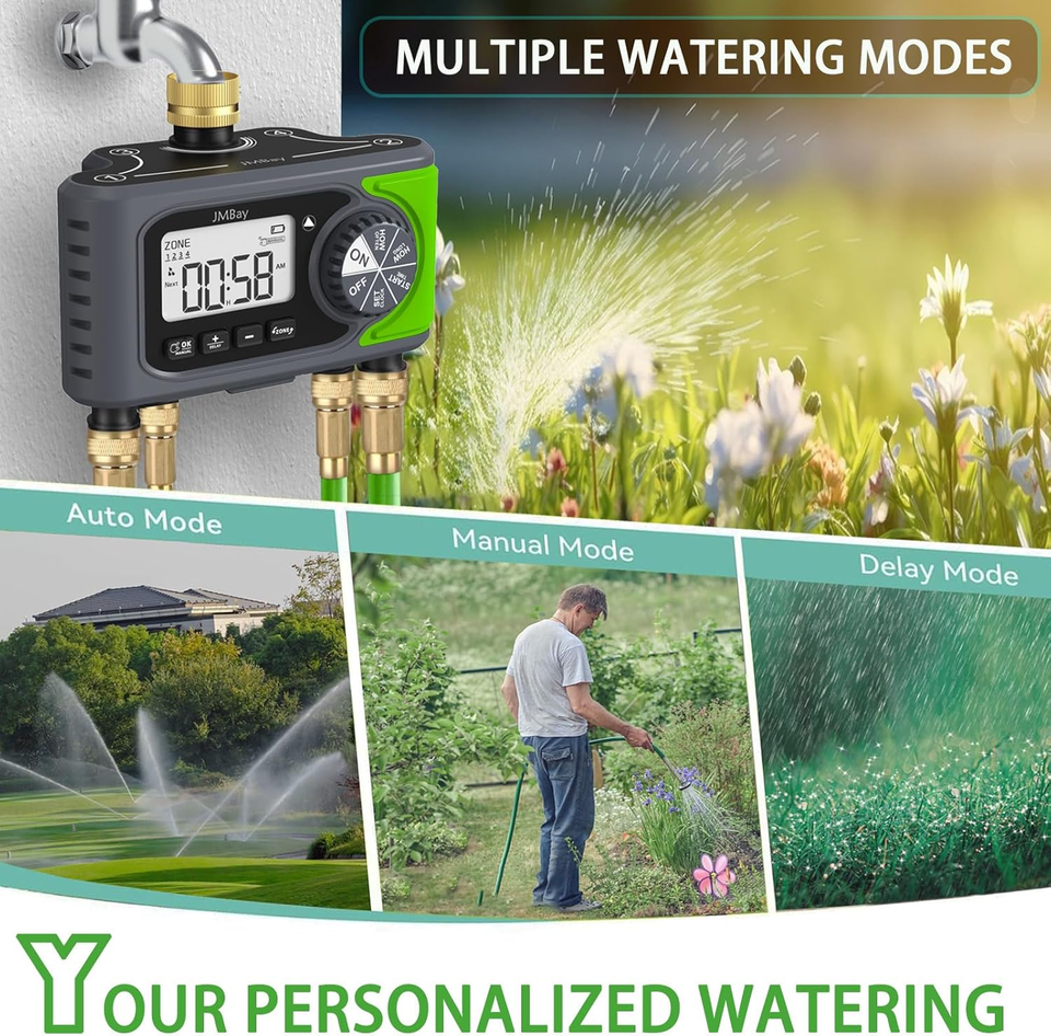 4 Zone Water Timer, Digital Water Timers for Garden Hose, Automatic ...