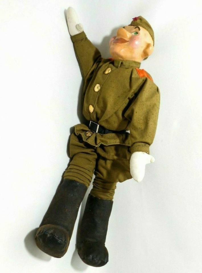 RARE VINT USSR SOVIET ARMY HAND PAINTED PAPER MACHE DEFENDER DOLL W ...