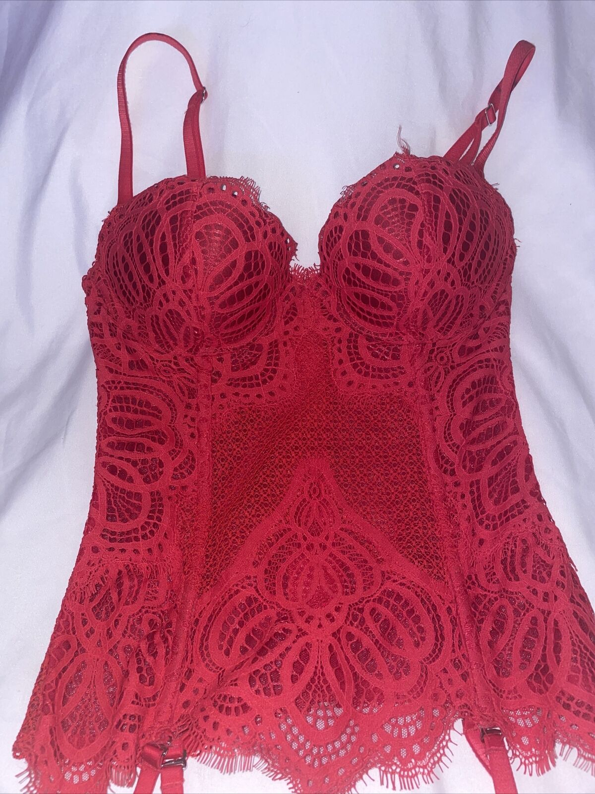 Victorias Secret Lingerie 34b Red Corset Garter Stra… Gem