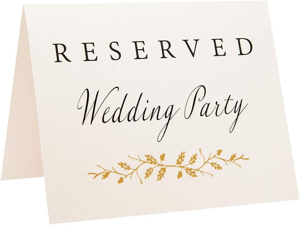 Elegant Reserved Wedding Table Signs Set | 6 Pearl White & Gold Double ...