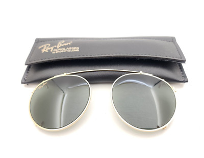 Vintage B&L Ray Ban Bausch & Lomb Round Clip-On 49mm Sunglasses w/Case ...