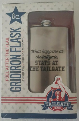 Tailgate Ready GRIDIRON FLASK w/ Funnel | STAINLESS STEEL | 8 oz ...