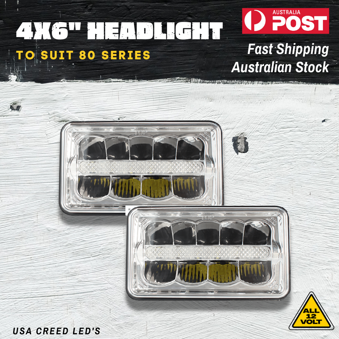 LED headlight 4-x-6 Inch led-Headlights Suit 80 Series 60 SERIES Square ...