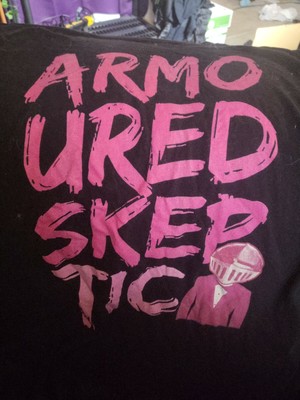 Armored Skeptic Shirt 2XL Black, Pink lettering - Official Youtube ...