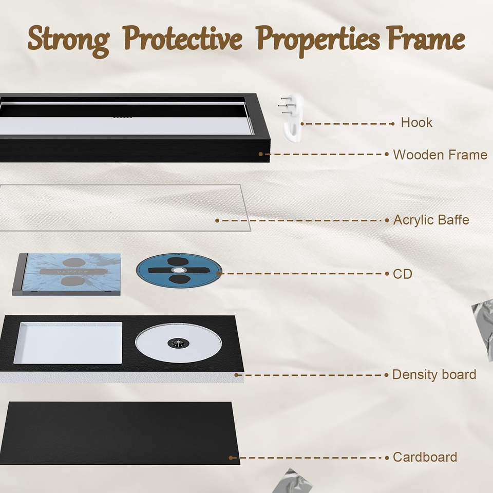 CD Display Frame, 14.4" X 7.7", Solid Wood, Self Standing, Home Decor ...