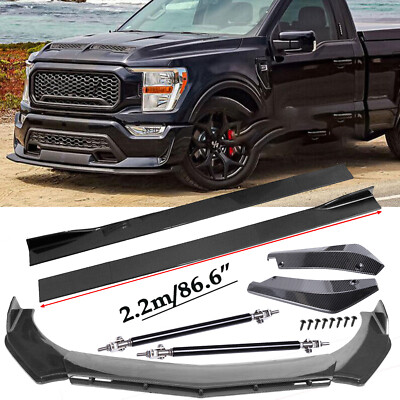 For Ford F150 F-150 Fiber Front Bumper Lip Splitters Side Skirt Strut ...