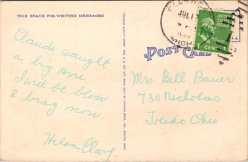 Dr Jim Stamps Postcard Greetings from Central Lake Michigan Linen | eBay
