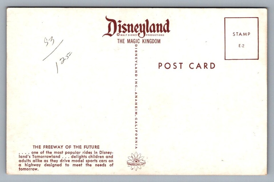 C1950's Disneyland Postcard, The Freeway of the Future, E-2 Original | eBay