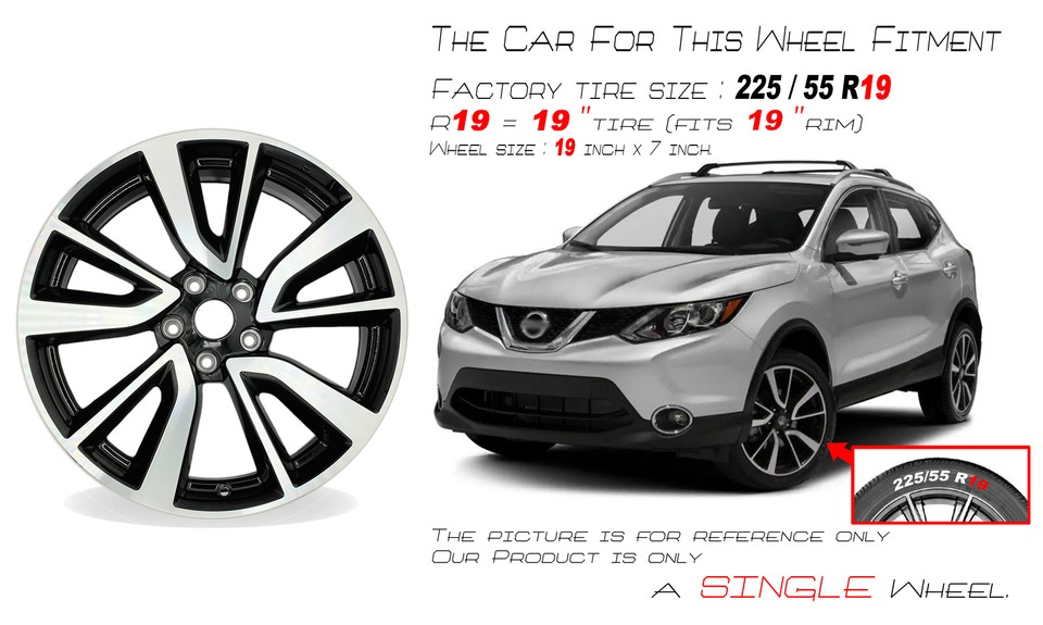 "2017-2020 Nissan Rogue OEM Design 19"" Wheel Machined Black Rim 62748 ...