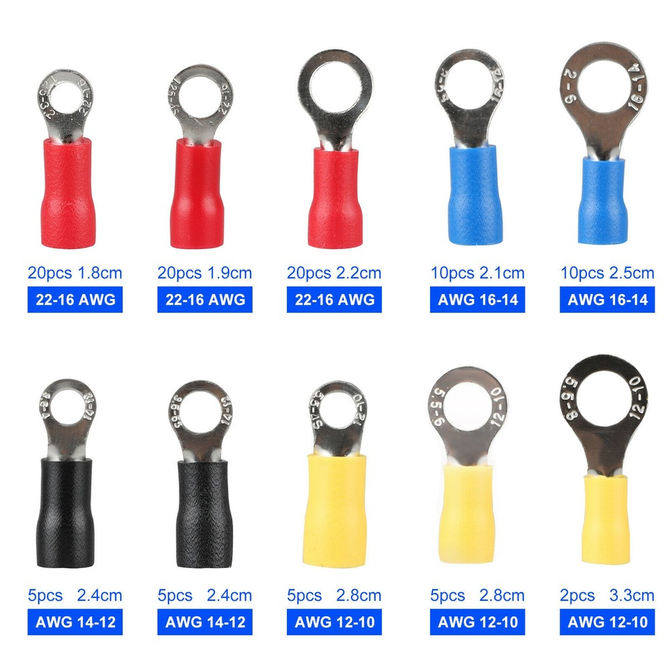 408/102x Insulated Assorted Electrical Wire Ring Spade Terminals Crimp ...