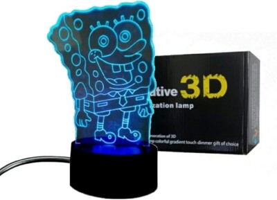 3D LED illusion Spongebob USB 7Color Table Night Light Lamp Bedroom ...