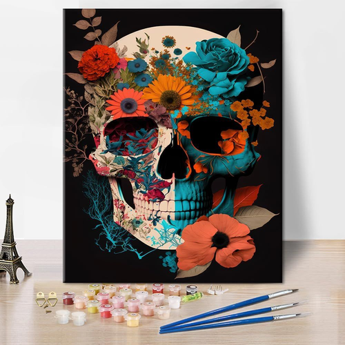 Skeleton Paint by Numbers Kit for Adults Paint by Number on Canvas Oily ...