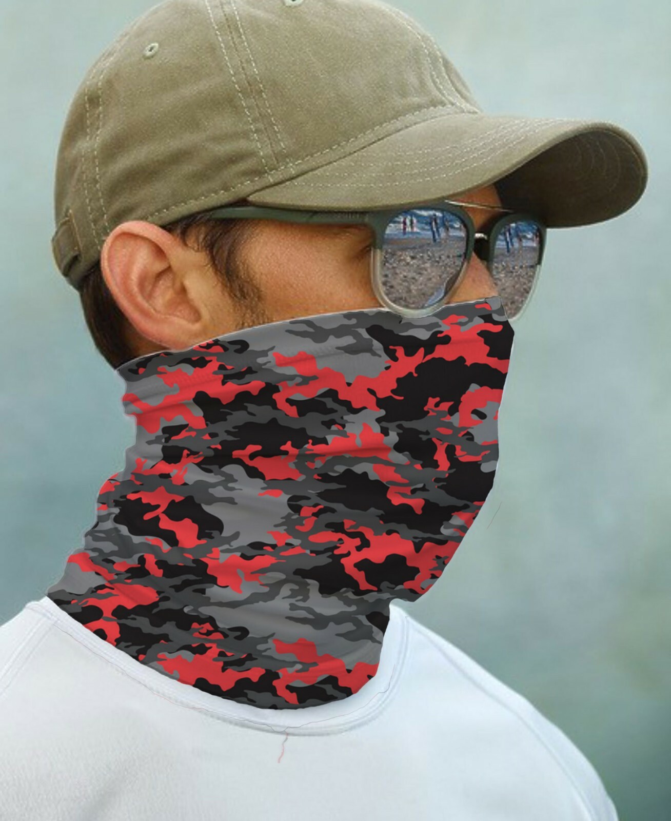 SUN GAITER Mask UPF 50+ UV Protecter Camouflage Camo Fishing Face Neck ...