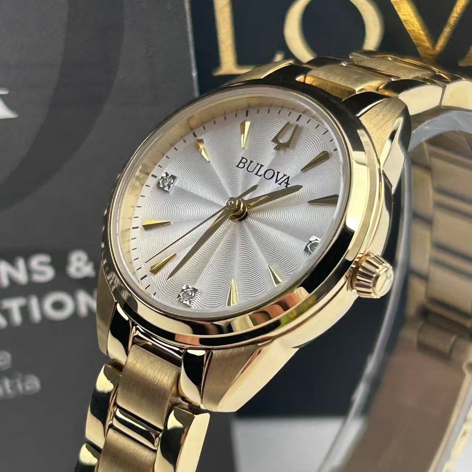 New Bulova Sutton White Diamond Dial Stainless Steel Women's Quartz ...
