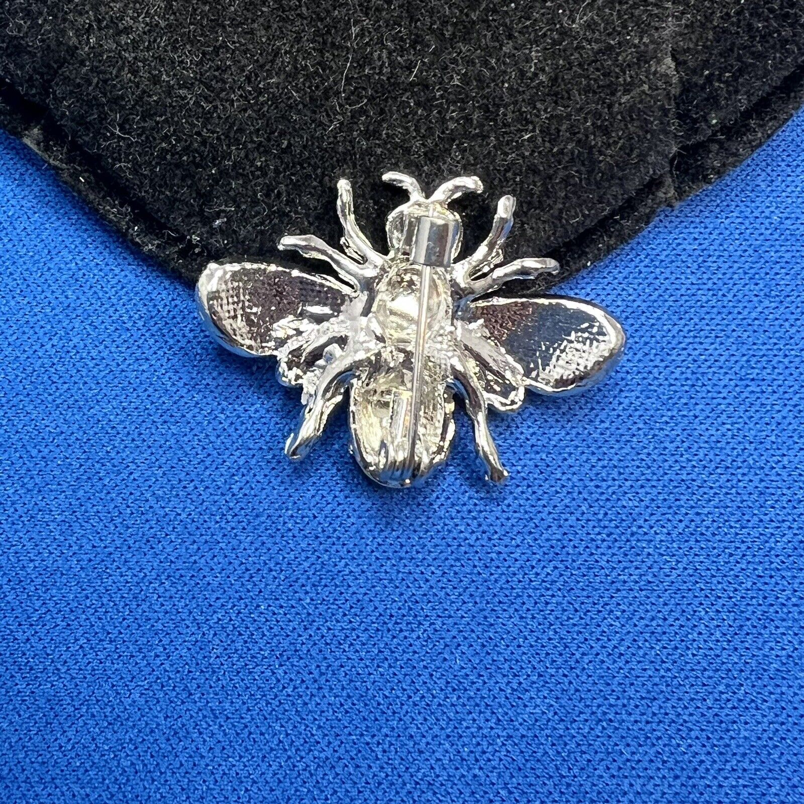 Silver Tone Black White And Yellow Enamel Rhinestone Honey Bumble Bee