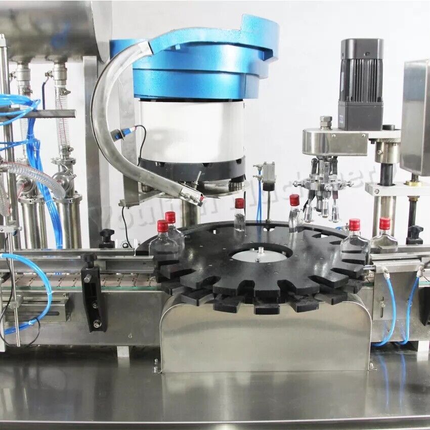 Automatic Glass Bottle Liquid Filling Capping Line Machine with Rotary ...