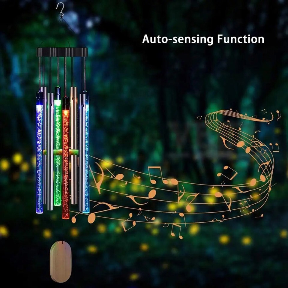 Chimes Color Changing Solar Wind LED Lights Large Deep Tone Resonant ...