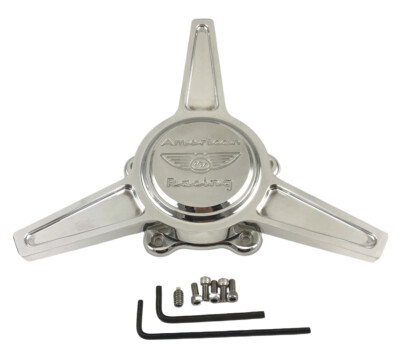 8" American Racing Polished Aluminum Tri Bar Wheel Spinner Center Hub ...