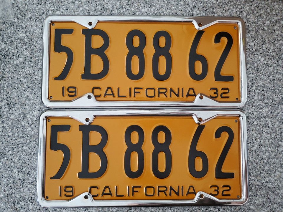1932 California License Plates, Professionally Restored, DMV Clear ...