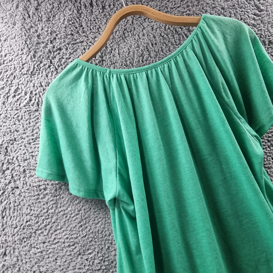 Suzanne Grae Womens Blouser Top Size S Green Stretch Knit Short Sleeve