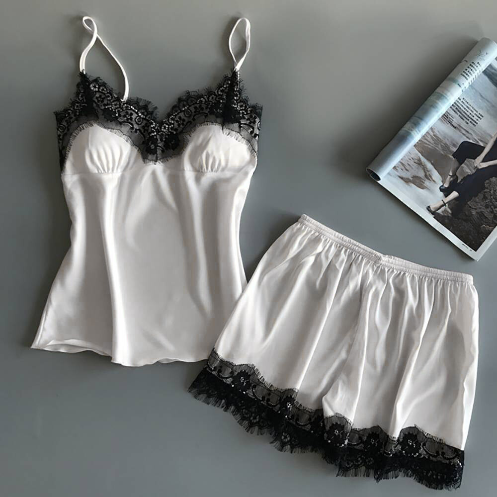 Sexy Damen Spitze Pyjama Set Schlafanzug Nachtwäsche Dessous Negligee