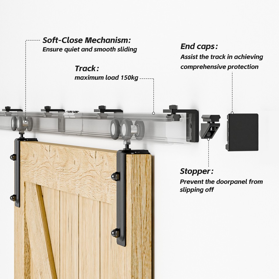Box Rail Hardware Sliding Barn Door Track Aluminium Alloy Wall Mount ...