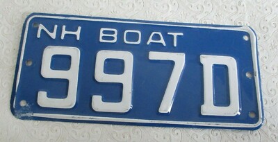 1977 or 78 New Hampshire Boat License Plate Tag 997D | eBay