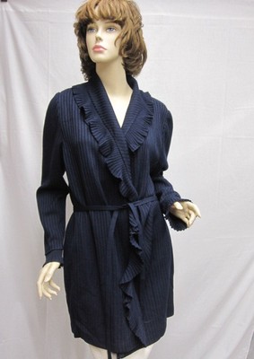 St John Knit NWOT Navy Kelly Coat Jacket Ruffle Size 10 | eBay