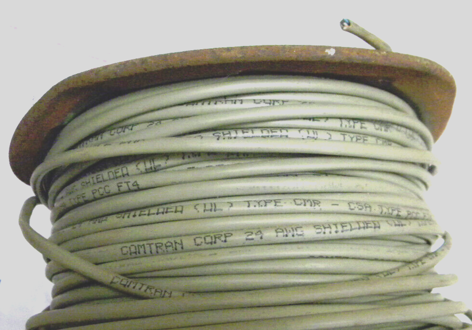 Large Spool Carol Cable 24/4 Wire 24AWG Shielded (UL) Type CMR Gray | eBay