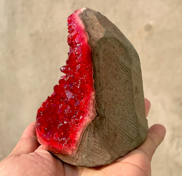300g Aura Red Geode Phantom Cluster Vug Mineral Specimen Titanium Rock ...