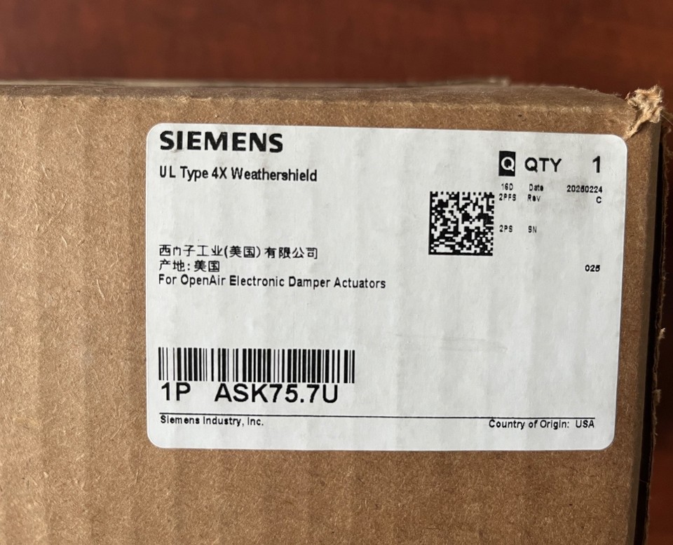 Siemens ASK75.7U UL Type 4X Weathershield For OpenAir Electronic Damper ...