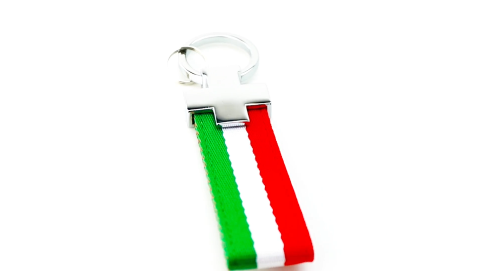 Euro Italian Flag Stripe Nylon Band w/ Inner Leather Key Fob Chain ...