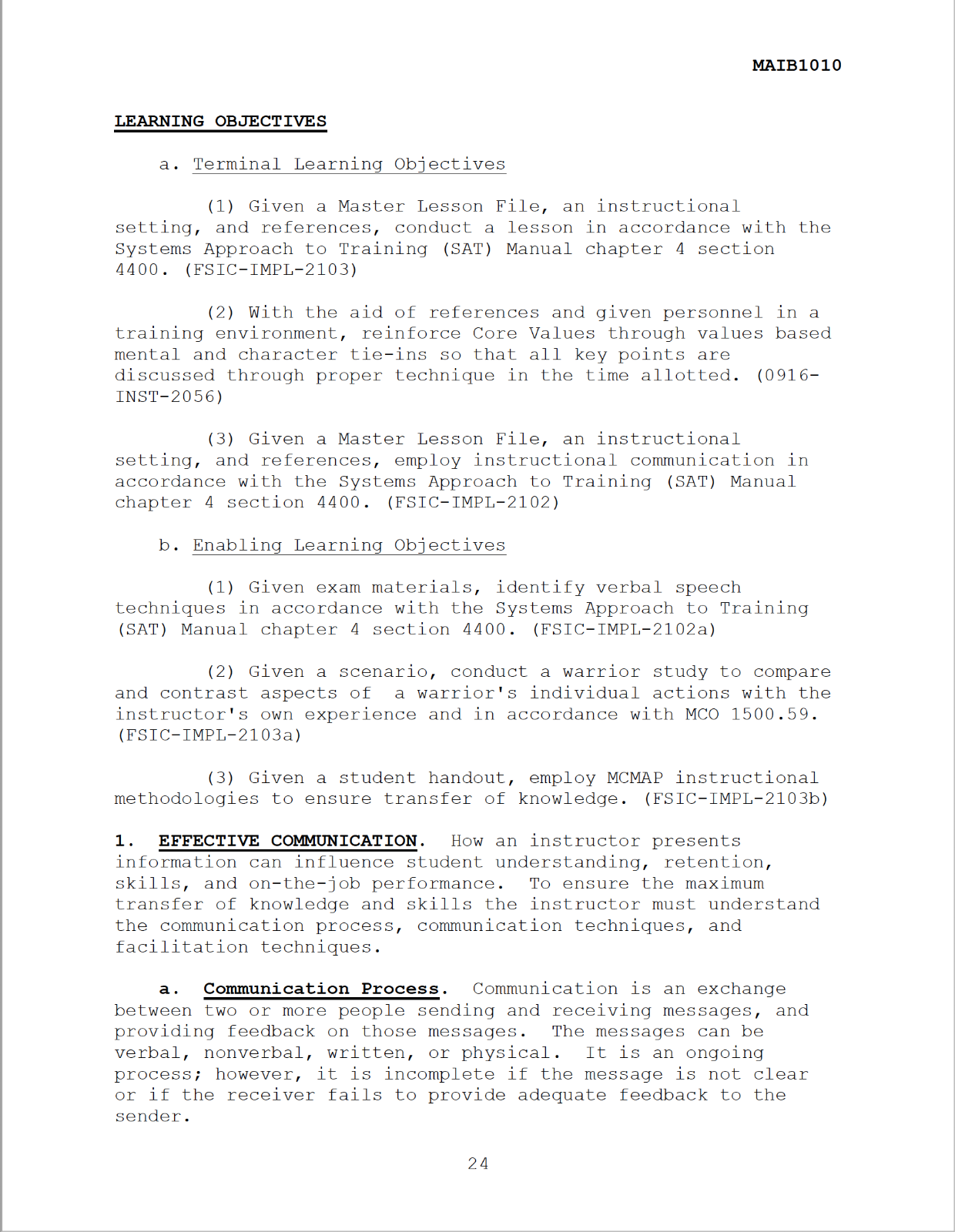 128 Page USMC MARINE CORPS Martial Arts Instructor Course Student ...