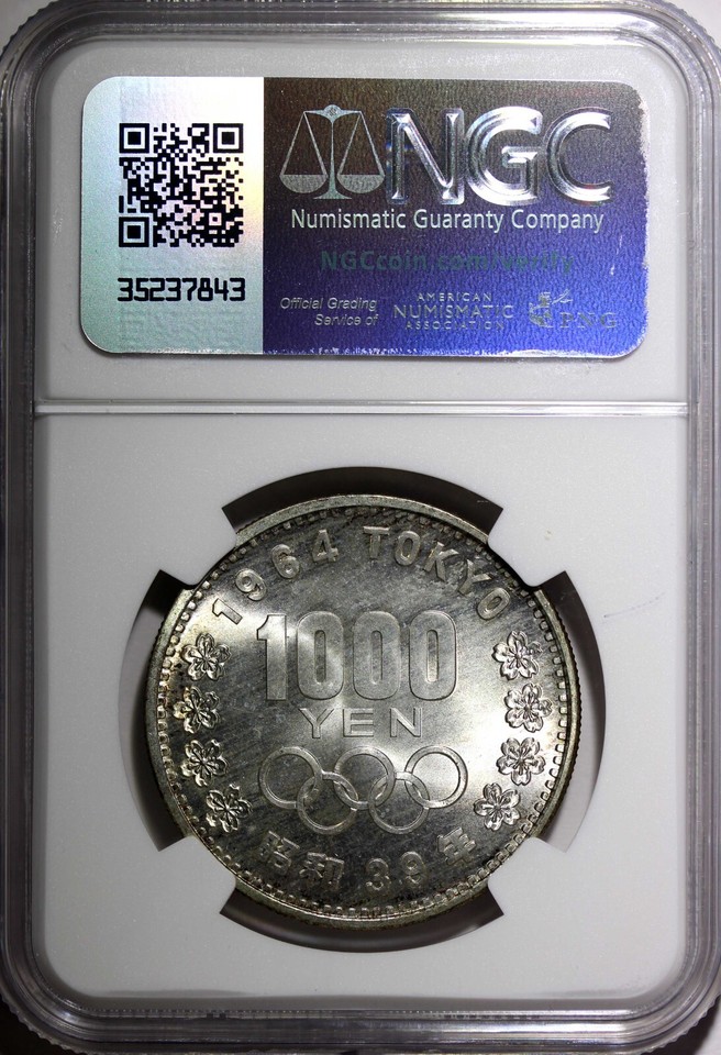 JAPAN Silver S39 1964 1000 Yen Olympics, Tokyo NGC MS67 Nice Toned Y# 80 (18) | eBay