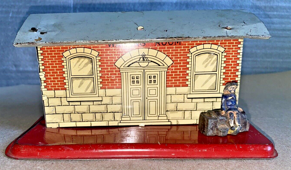 HAFNER PRE-WAR WIND-UP #1010 TRAIN ENGINE & GLEN ELLYN TRAIN STATION ...