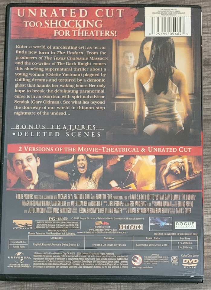 The Unborn (DVD, 2009, Horror, Rated/Unrated, Region 1, Widescreen ...