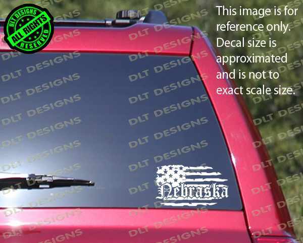 Nebraska Distressed U.S. Flag V2 Window Decal Bumper Sticker Tattered ...