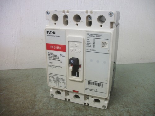 CUTLER-HAMMER HFD CIRCUIT BREAKER HFD3030BP10 30AMP 600VOLT 3POLE RED ...