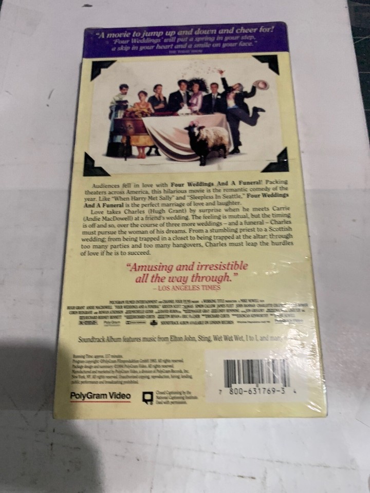 Four Weddings and a Funeral (VHS, 1994) 780063176934| eBay