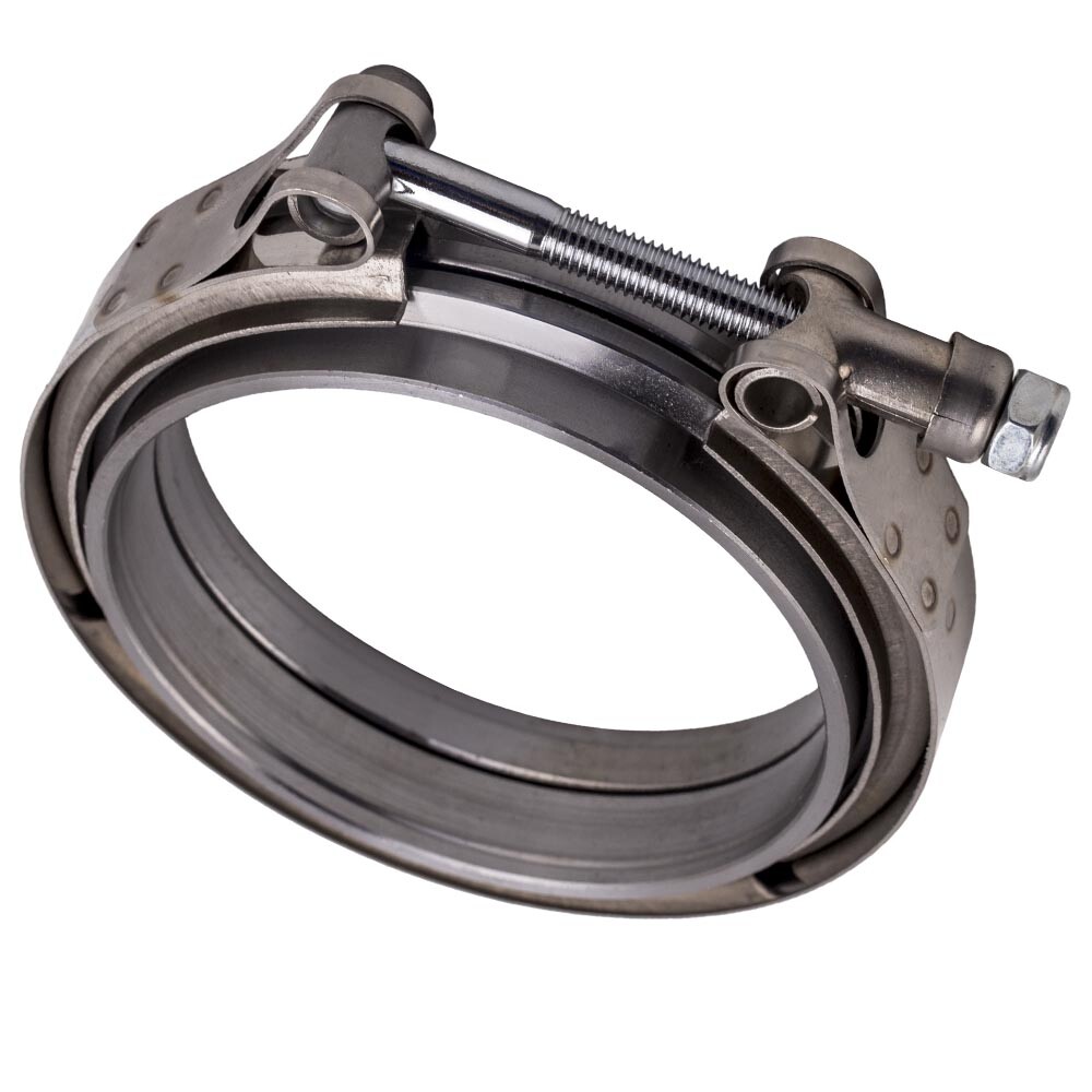 4" inch Universal Stainless Steel V-Band Clamp w/ Flange for Turbo ...