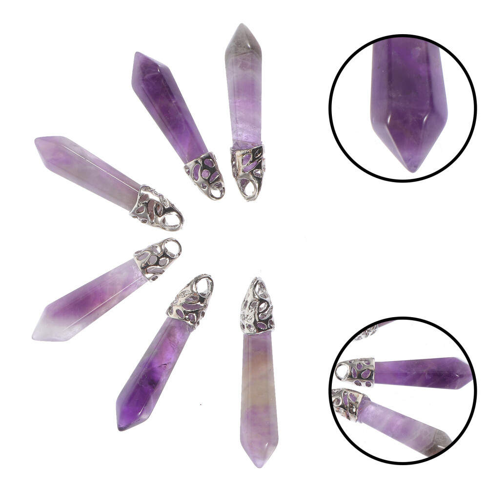 6 Pcs Pendentif Cristal Hexagonal Boucle D'oreille Améthyste Collier | eBay