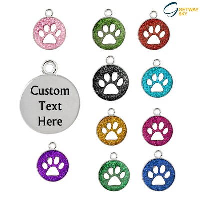 Dog Cat Pet Tag Engraved Reflective Collar ID Tags 25mm Glitter Various ...