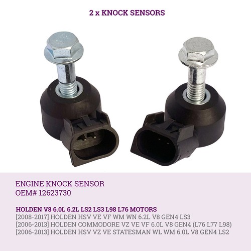 2 X Knock Sensor Holden COMMODORE VF VE VZ 6.0L 6.2L LS2 LS3 L98 L76 WL ...