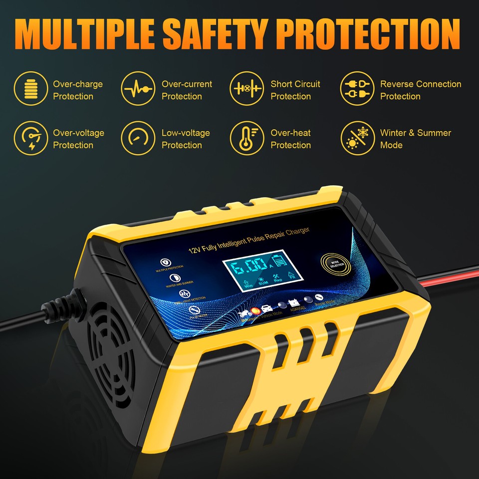 Automatic Car Battery Charger 12V 6A Smart Fast Charger Pulse Repair ...