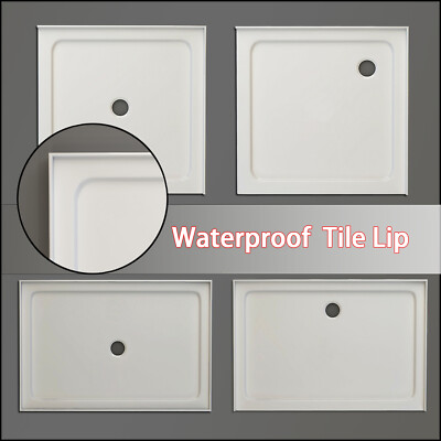 Shower Base Square Durable Acrylic Fiberglass Waterproof Tile Lip ...