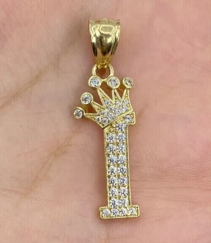 2.10Ct Round Cut Lab Created Diamond Letter ''I'' Pendant 14K Yellow ...