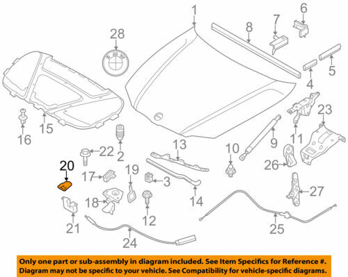BMW E8x E6x Bonnet End Catch Support 51237057637 for sale online | eBay