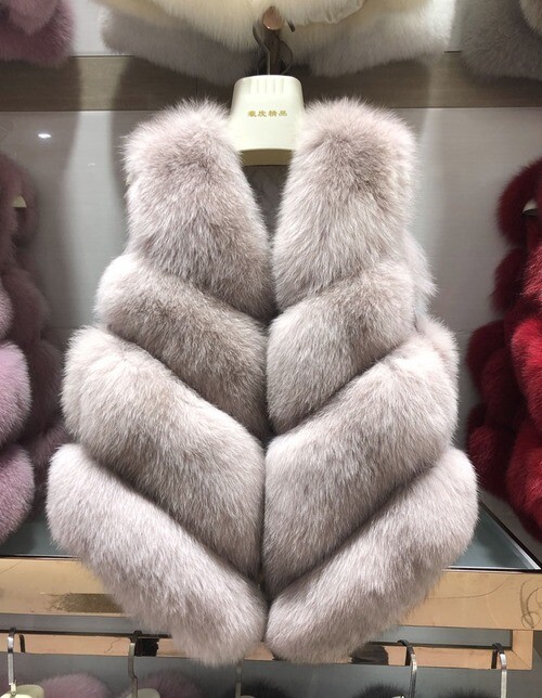 Women Fur Vest Real Natural Fur Vest Coat Real Jacket Real Fox Fur ...